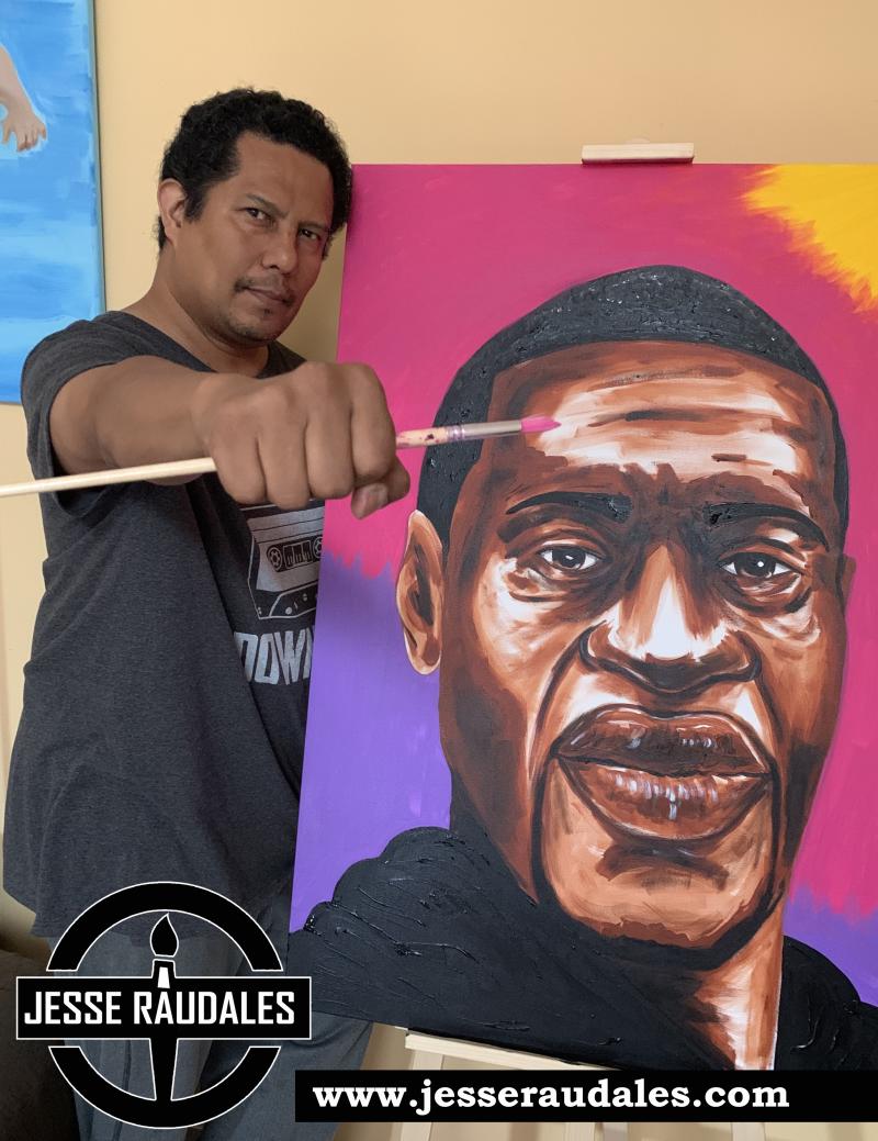 Jesse Raudales Paints Original George Floyd Piece – jesseraudales