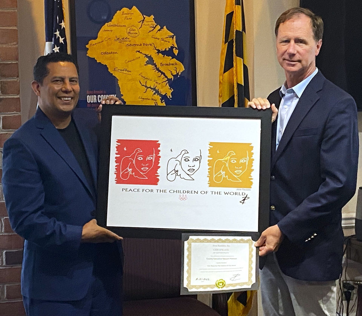 County Executive Steuart Pittman and Olympic Artist Jesse Raudales ...