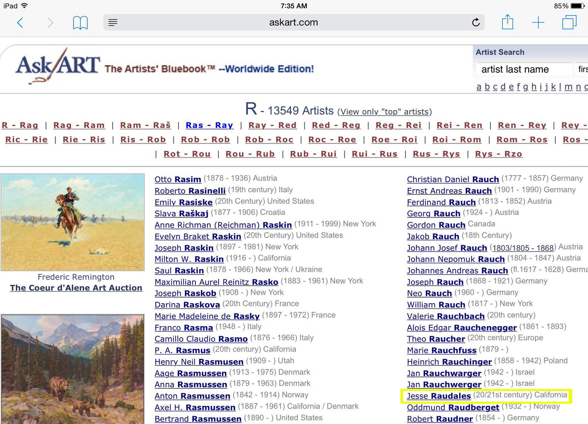 Jesse Raudales listed in The Artist Blue Book World Wide Edition ...